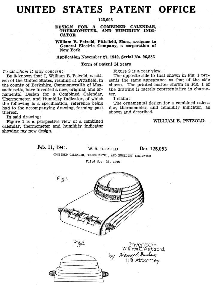 Autopoint "Calendaire" streamline bakelite calendar and thermometer