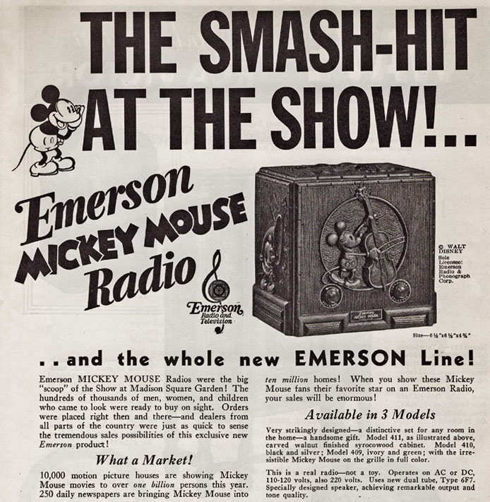 Emerson Mickey Mouse Radio model 411, 1933