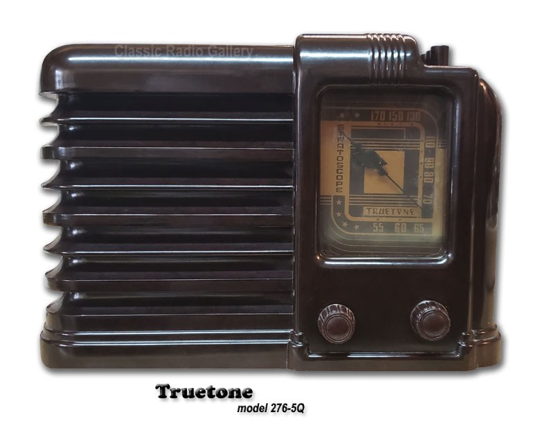Truetone Radio model 278-5Q (beetle plastic) and 276-5Q (walnut ...